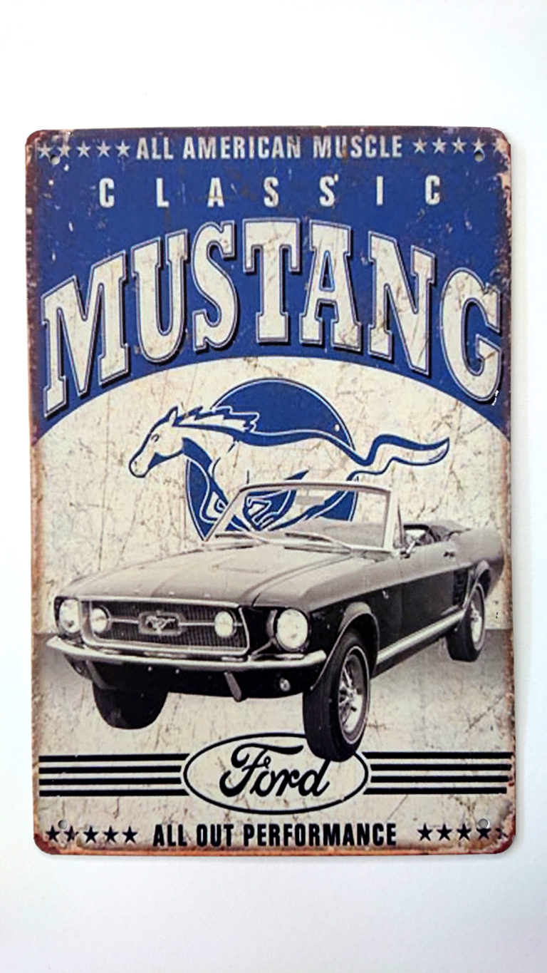 Ford Mustang - Plaque décorative en Metal Vintage